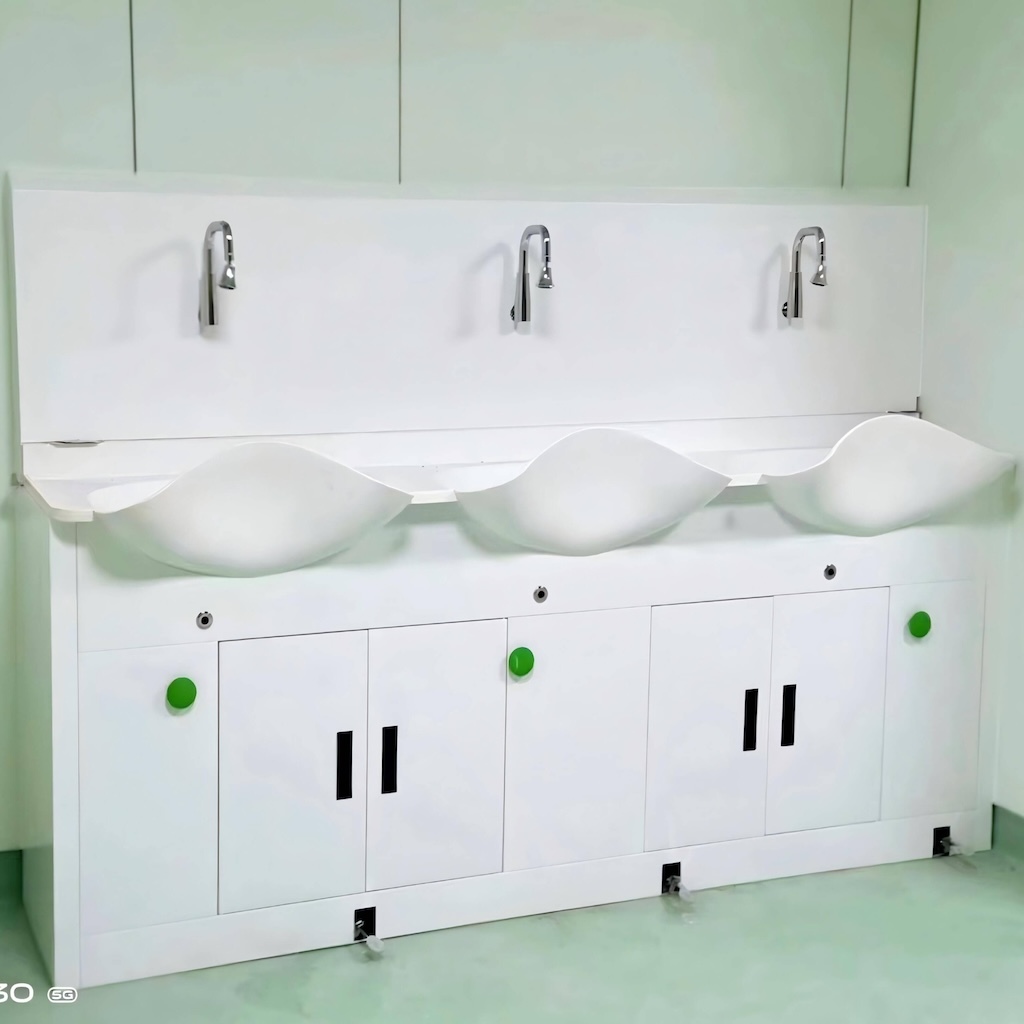 Antibacterial Artificial Stone Sinks White Medical Scrub Station With ...