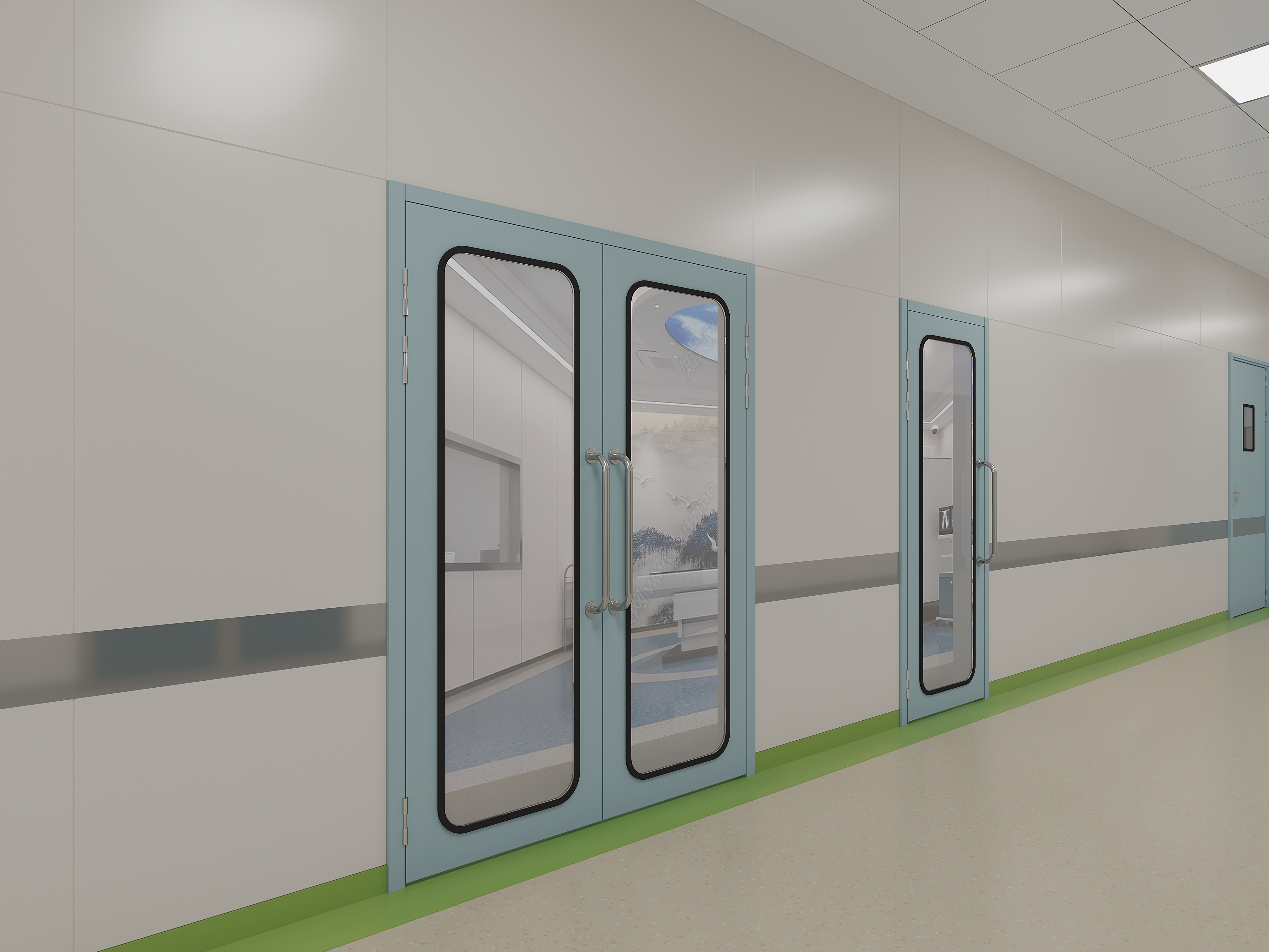 Blue \ White Clean Room Sliding Door Sterile Workspace Automated ...